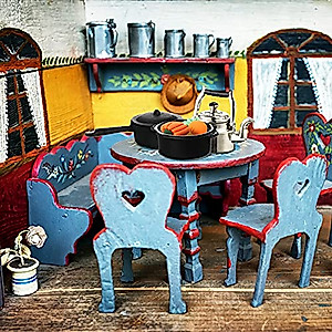 34 Pieces Dollhouse Miniature Metal Pots and Pans 1/12 Scale Mini Dollhouse Kitchen Cookware Vegetable and Fruit Sets for Adults Children Pretend Play Kitchen Cooking Game Birthday Party Present