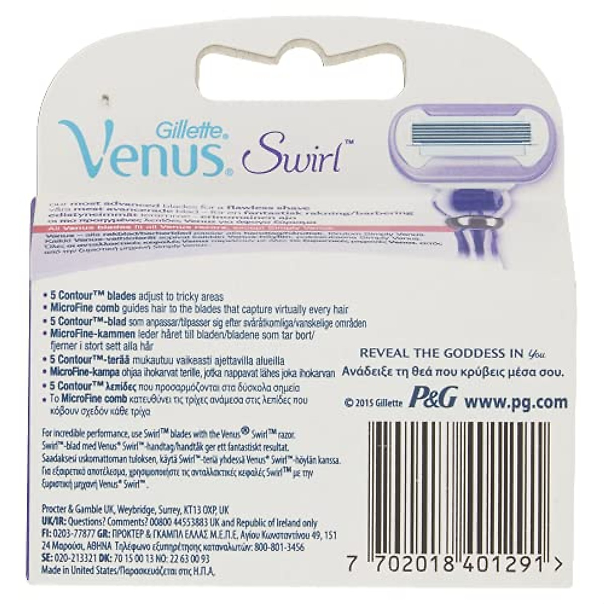 Gillette Venus Deluxe Smooth Swirl Razor Blades Women, Pack of 3 Razor Blade Refills, Lubrastrip with A Touch of Vitamin E