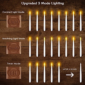 Floating Candles with Wand Remote, 20 Pcs Upgraded 3-Mode Magic Hanging Candles with String, Flickering Warm Light, Battery Operated, Decor for Christmas, Wedding, Party, Gifts for Kids Boys Girls