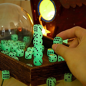 Sumind Glow in The Dark Dice 6 Sided Dice with Black Velvet Pouches for Table Board Games, Party Favors, Toy Gifts(54 Pieces)