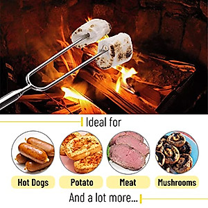 UNCO- Marshmallow Roasting Sticks, 5 Pack, 32”, Extendable Stainless Steel Smores Sticks, Campfire Sticks, Marshmallow Sticks, Hot Dog Sticks for Campfire, Roasting Sticks for Fire Pit, Smores Skewers