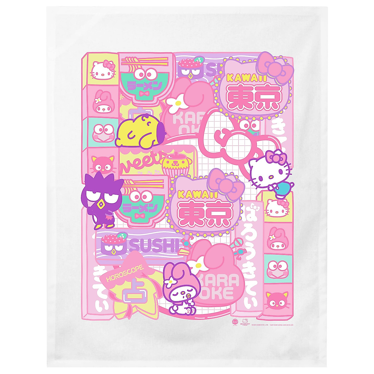 Bioworld Sanrio Hello Kitty Characters All Over Print Kitchen Dish Towel