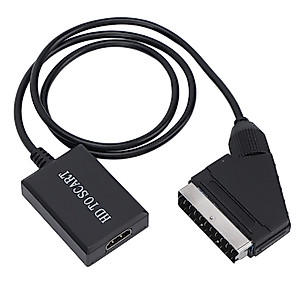 HDMI to SCART Converter, HD Digital Video HDMI to Analog Video and L/R Audio Adapter Support DVI, for CRT/VHS/DVD CVBS Play