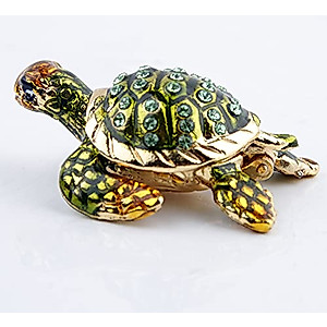 SEVENBEES Mini Sea Turtle Figurine Trinket Box Hinged Jewelry Boxes