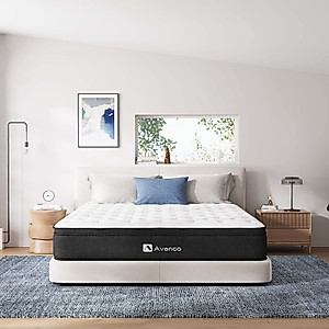 Avenco King Mattress, 10 Inch Innerspring Hybrid Mattress with Gel Memory Foam and Pocket Springs King Size Mattress for Motion Isolation, Pressure Relief & Supportive, CertiPUR-US Certified