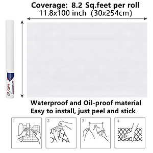 Arthome 11x100 inch White Wood Contact Paper, Self Adhesive Wallpaper Waterproof Gloss PVC Vinyl, Oil Proof,White Wood Vinyl Paper for Furniture Cover Surface,Countertop,Kitchen,Shelf Liner