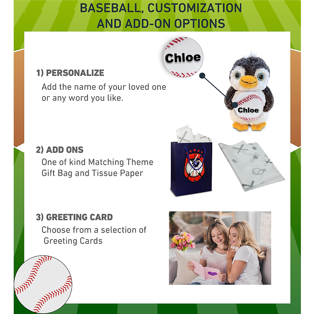 DolliBu Penguin Stuffed Animal with Baseball Plush - Soft Huggable Penguin, Adorable Playtime Plush Toy, Super Soft Plush Doll Animal Toy for Kids and Adults - 8 Inches