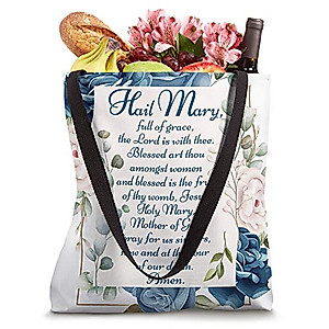 Hail Mary Full of Grace Prayer Catholic Blessed Mother Mary Tote Bag