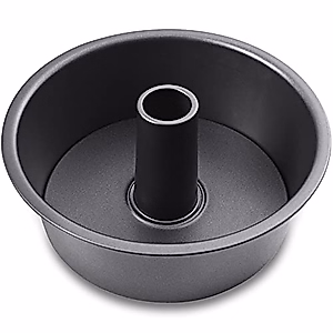HONGBAKE Angel Food Cake Pan with Removable Bottom, 10 Inch Tube Pan, Nonstick Pound Cake Pans for Baking, Chiffon Cake Mold, 16-Cup, Heavy Duty - Dark Grey