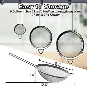 Anaeat Fine Mesh Strainers - Premium Stainless Steel Colander Sieve Sifters, with Durable Mesh and Sturdy Handle, Excellent for Sifting Dry ingredients, Flour, Pastas, Rice, Tea (6.3"）