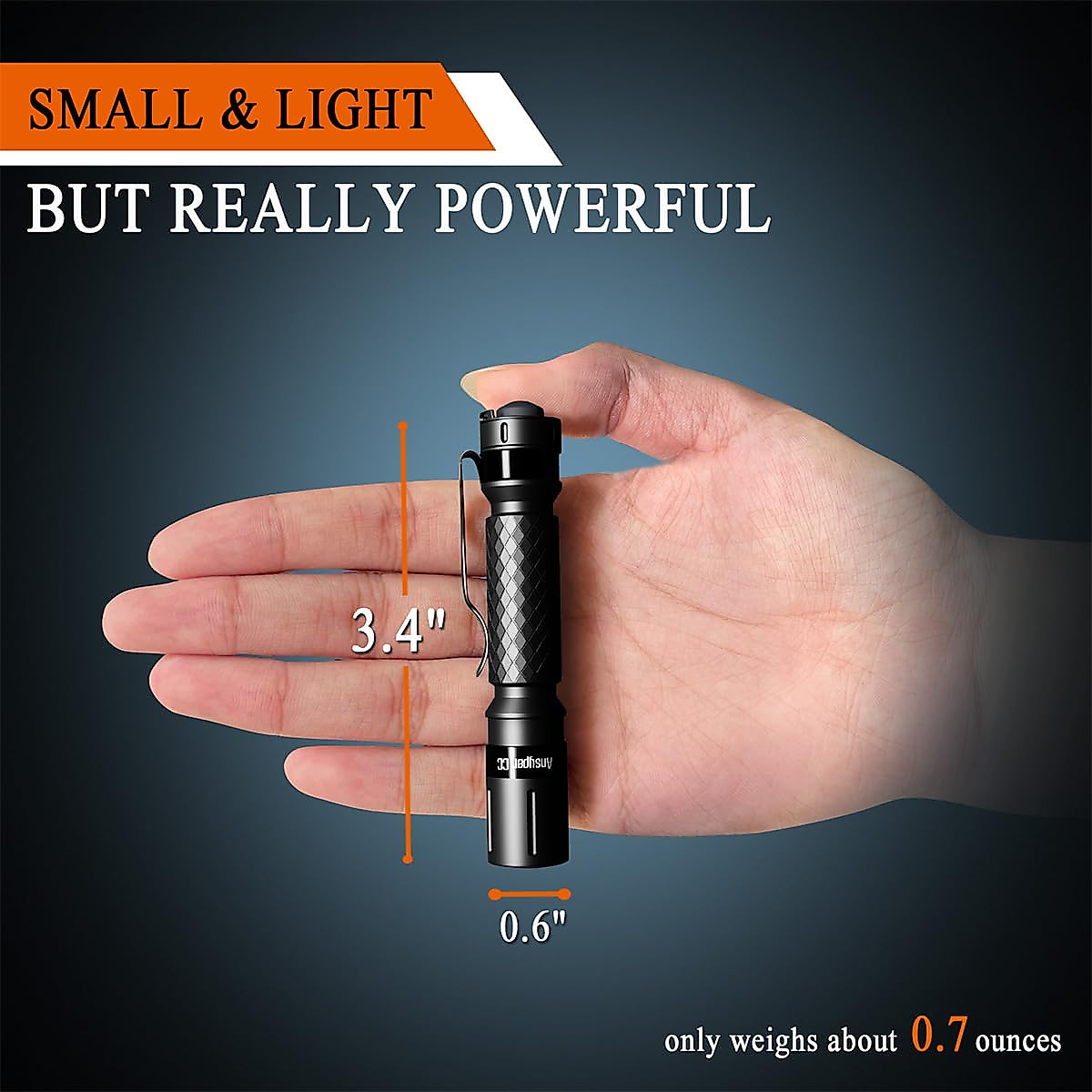 Mini Flashlight 3 Modes Small Flashlights LED Powerful High Lumens Tactical Pen Light with Clip,Slim Portable Pocket Compact Torch for Emergency Inspection AAA Battery Water-Resistant (Black & Gold)