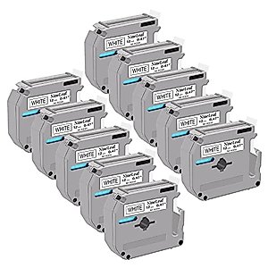 NineLeaf 10 Pack M-K231 12mm Tape M-231 MK231 1/2-Inch m Tape Compatible for Brother M231 Label Tape 0.47 Inch x 26.2 Feet 12mm x 8m Black on White Work with P Touch PT-70BM PT-M95 PT-90 PT-70