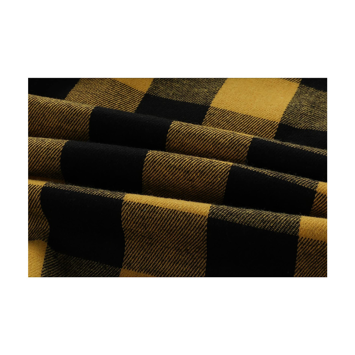 SCODI Mens Flannel Hoodie Shirt Casual Button Down Plaid Jacket Shirts Stylish Long Sleeve Shirts with Pocket Yellow Large