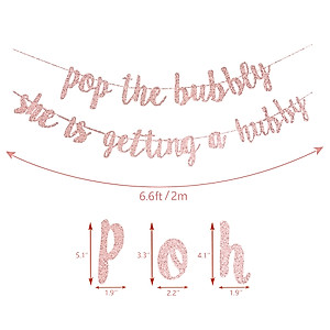 Engagement Party Decorations Rose Gold Bridal Shower, Bachelorette Banner “Pop The Bubbly She is Getting a Hubby” Wedding Girls Night Out Golden Photo Props Bride to be Backdrop Decor Supplies Favors