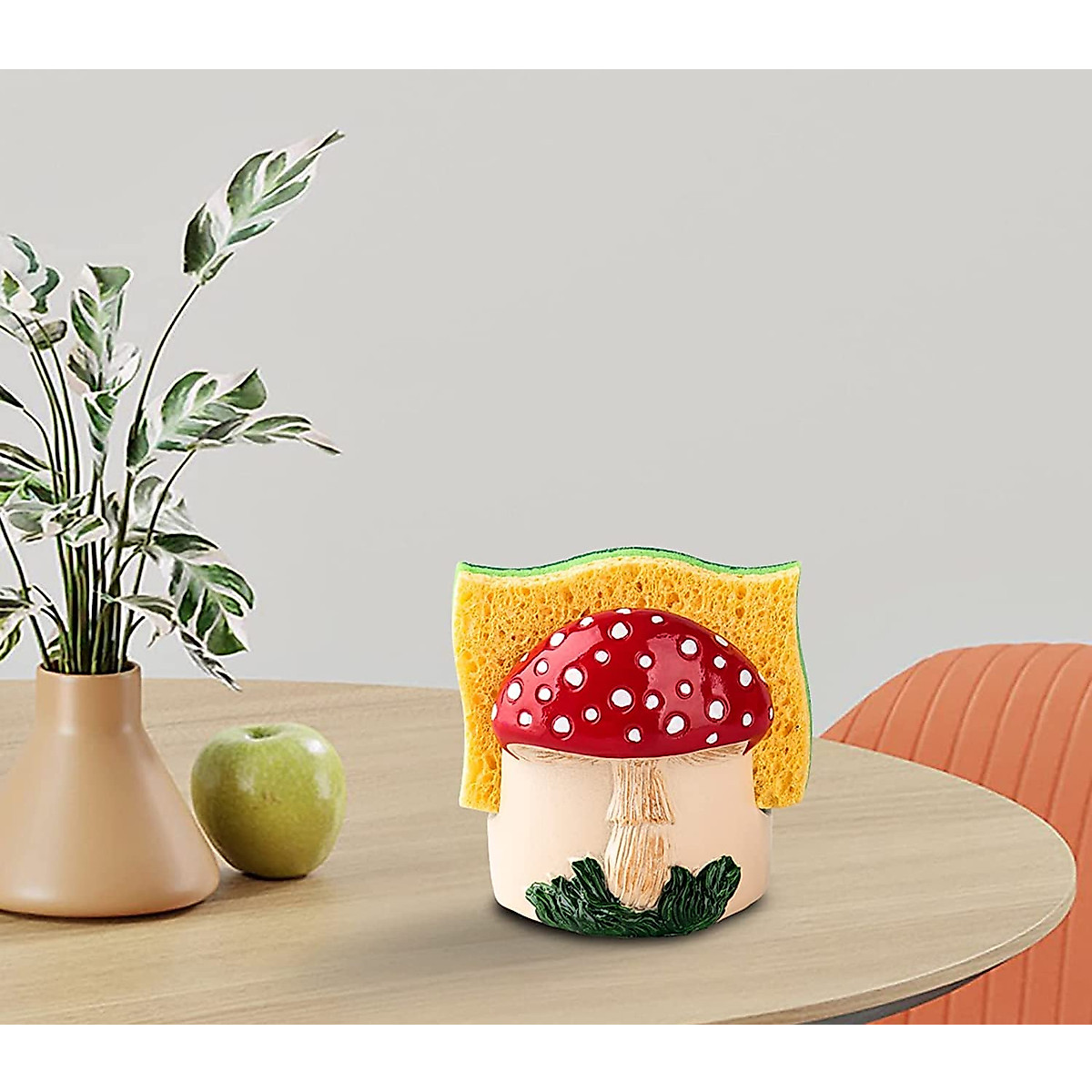 dgudgu Mushroom Kitchen Sponge Holder Resin Sponge Dish Red Sponge Holder for Kitchen Sink Caddy Decor for Kitchen Kitchen Sink Accessories Sponge Holder