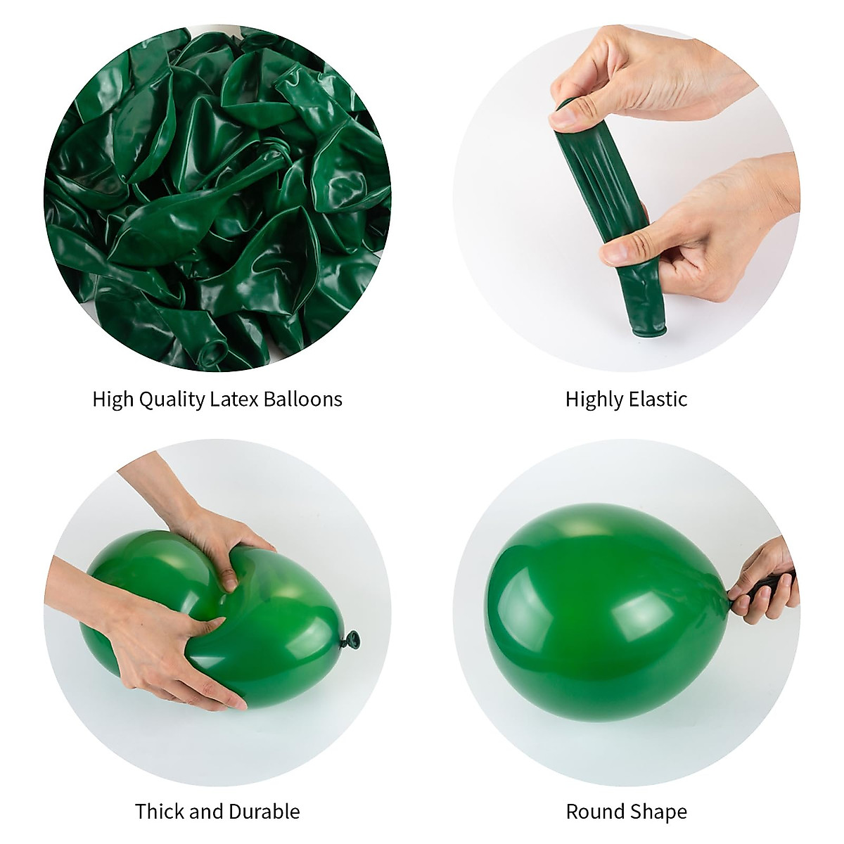 110pcs Dark Green Balloons, 12inch Green Latex Party Balloons, Helium Quality for Birthday Wedding Gender Reveal Christmas Party Decorations(With 2 Green Balloons)
