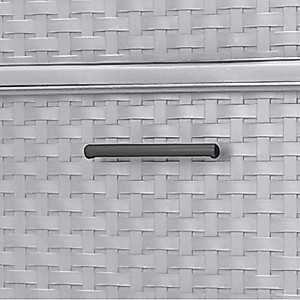 3 Drawer Wide Weave Tower Plastic, Cement - Design Storage Tower with pull handles, Organizer Unit for Bedroom, Closet, Entryway, Hallway, Nursery Room, Storage bins