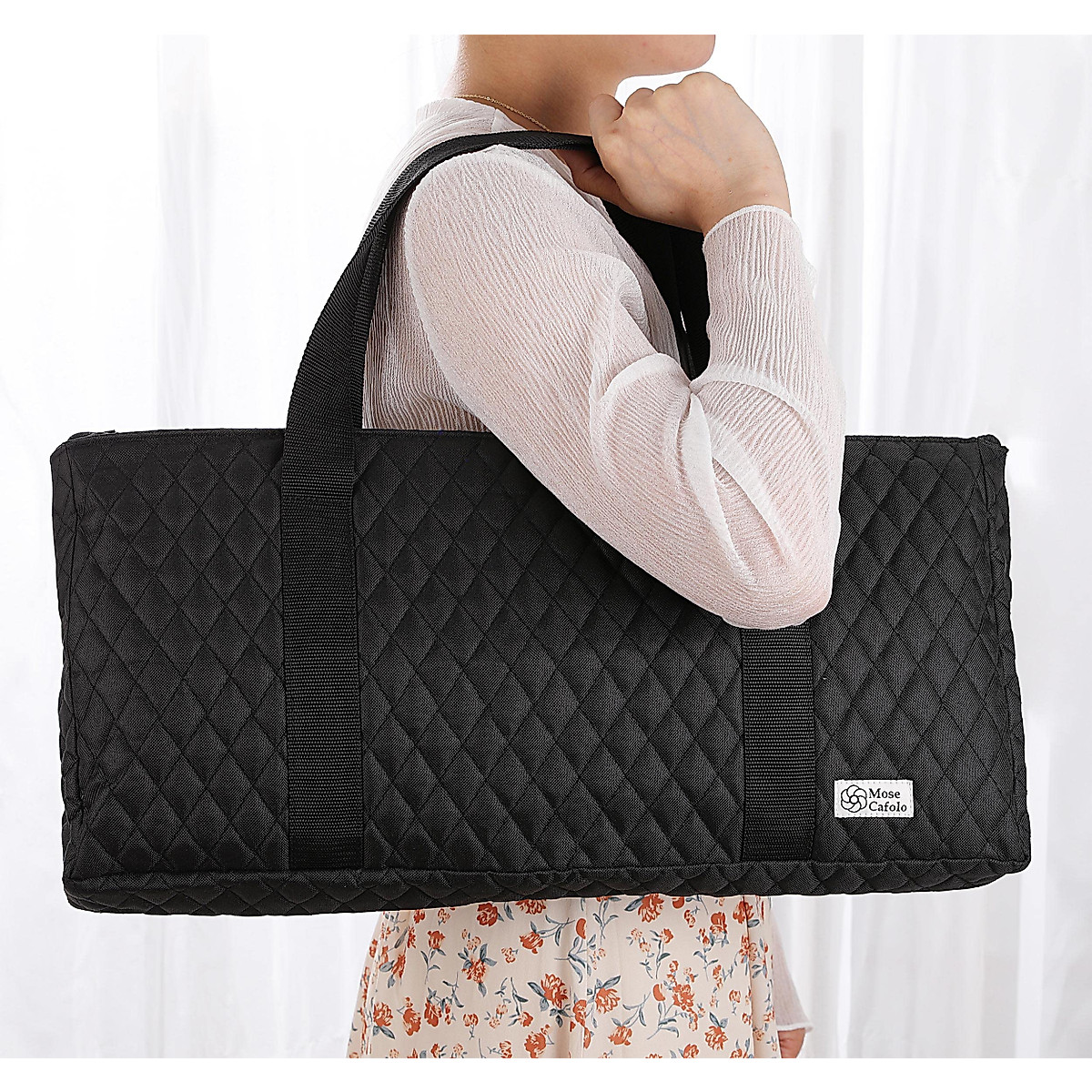 American Mahjong Game Set - Black Quilted Soft Bag 166 Premium Tiles with 4 All-in-One Rack/Pushers,100 Chips, Wind Indicator, English Manual. Easy Carry Complete Classic Mah-Jongg Set