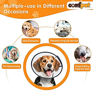 COMFPET Dog Cones for Medium Dogs and Cats Recovery After Surgery, Cone of Shame for Pets to Stop Licking for Small Medium Large Breed, Ecollar for After Surgery