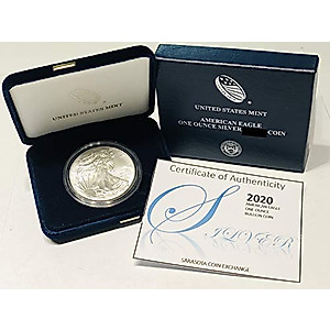 2020 Silver Eagle 2020 Silver Bullion Coin 1 OZ Silver In Mint Box $1 Brilliant Uncirculated BU