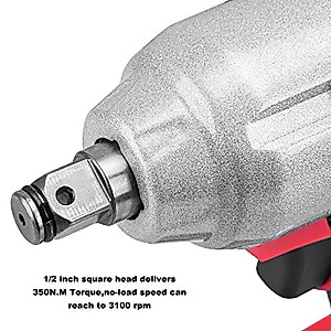 MPT Impact Torque Wrench Cordless, 21V 1/2-inch Brushless Impact Driver with 3.0Ah Li-ion Battery Fast Charger, 250 Ft-lbs(350N.m) Impact Gun/Drill for Car Tires
