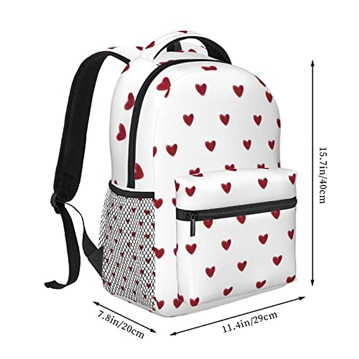 QZLAN Coquette Aesthetic Backpack for School Teen Girls Schoolbag Women Red Heart Downtown