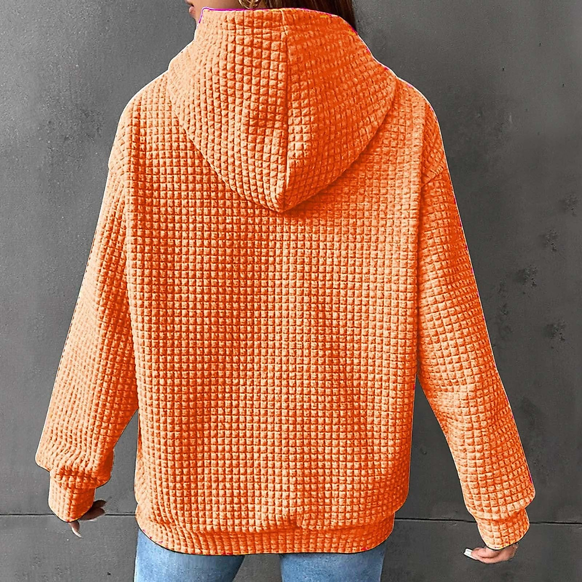 Oversized Sweatshirt for Women Waffle Knit Tops Trendy Casual Long Sleeve Crewneck Shrits Dressy Womens Fashion Plus Size Essentials Hoodie Pullover Fall Clothes 2023 Sweaters(A Orange,3X-Large)