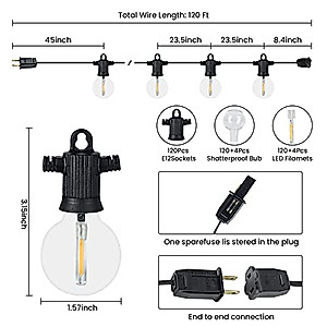 Zuske LED Outdoor String Lights, 240FT G40 Globe Patio Lights Commercial Grade Weatherproof Strand String with Shatterproof Plastic Bulbs, Hanging String Lighting for Gazebo Bistro Backyard Garden
