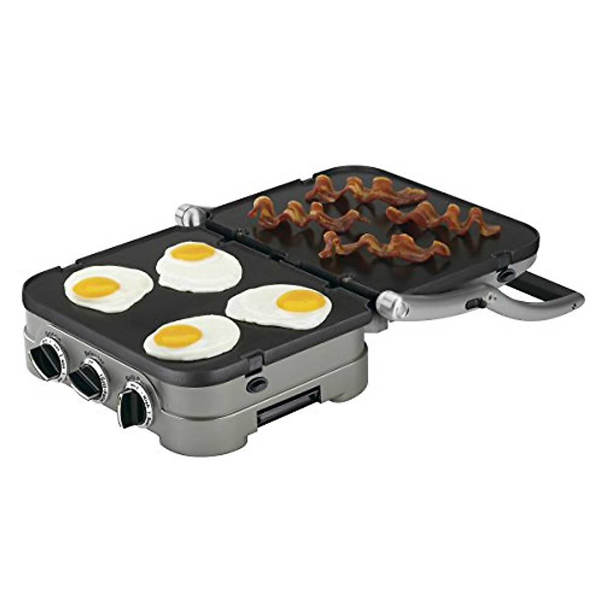 Cuisinart GR-4N 5-in-1 Griddler, Silver, Black Dials (Renewed)