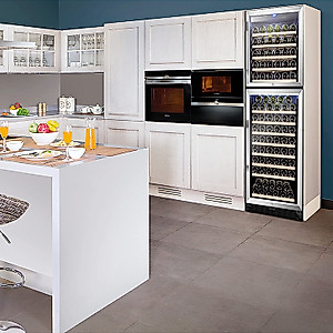 Lanbo Dual Door Dual Zone Built-in Wine Cooler with Front Exhaust, 162 Bottle