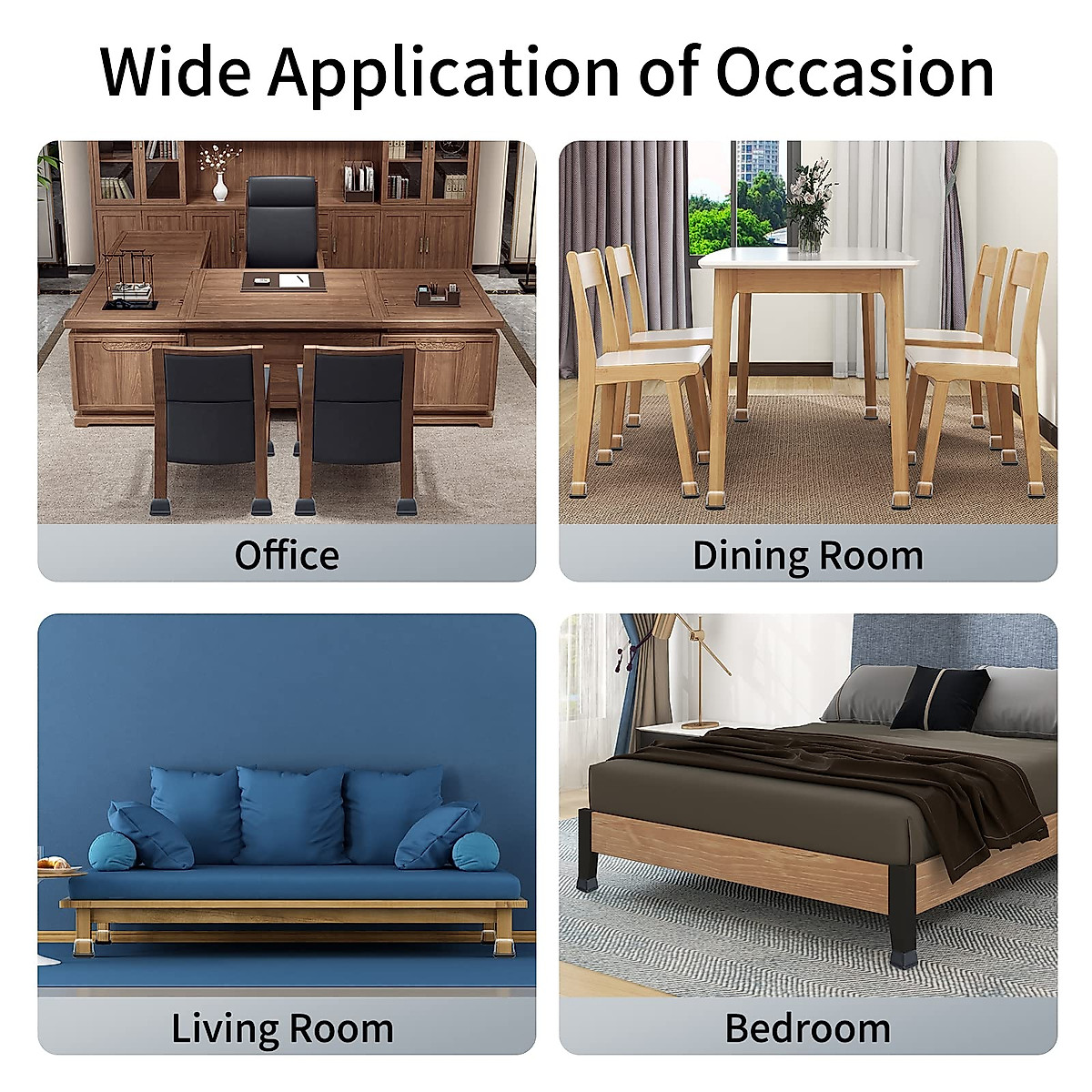 24 PCS Extra Large Clear Chair Leg Sliders for Carpet, Square Chair Glides Carpet, Teflon Furniture Pads, Chair Leg Floor Protectors Caps for Carpet, Table Chair Leg Cups Covers (Fit 1.45" - 2")