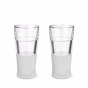Host FREEZE Beer Glasses, Frozen Beer Mugs, Freezable Pint Glass Set, Insulated Beer Glass to Keep Your Drinks Cold, Double Walled Insulated Glasses, Tumbler for Iced Coffee, 16oz, Set of 2