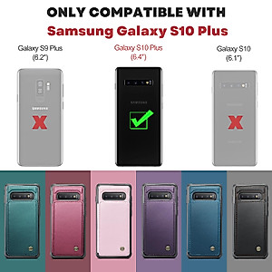 Vinich for Samsung Galaxy S10 Plus Case with Card Holder, for Samsung S10 Plus Wallet Case for Women Men with RFID Blocking, Durable Kickstand Shockproof Case for Galaxy S10 Plus 5G, Black