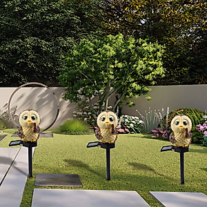 2 Pack Garden Solar Lights Cartoon Cute Small Baby Owls Decor, LED Solar Outdoor Garden Lights, Solar Landscape Pathway Outdoor Lights for Garden, Patio, Lawn Pathway,Walkway, Yard,Great
