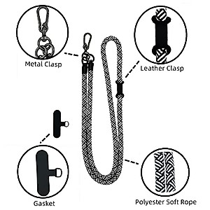 Little Fire Craft Cell Phone Lanyard Crossbody Rope Around the Neck Wrist Strap for Most Smartphone Case Headset Keychain Offices ID - Black/White