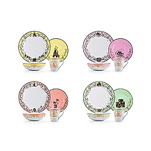Disney Princess 16-Piece Dinnerware Set | Merida, Pocahontas, Moana, Snow White