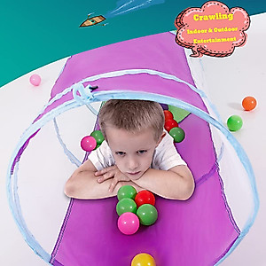 Andy Yeatese Kids Play Tunnel for Toddlers, Crawling Tunnel for Girls, Boys, Cat or Dogs, Indoor and Outdoor Babies Pop Up Toys Tent, 5-ft (Purple/Pink red)