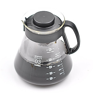 Hario V60 Glass Range Coffee Server Pour Over Carafe Microwave Safe 800mL, Black