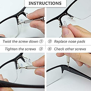 YR 15mm Soft Silicone Air Chamber Eyeglass Nose Pads, Eyeglass Repair Kit, Glasses Screws And Micro Screwdriver, 5 Pairs Of Screw-in 15mm Air Bag Glasses Nose Pad Set