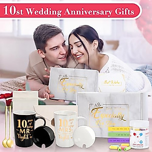 TplusGo 10 Year Anniversary/Gifts for Wife, Him, Parents, 10th Anniversary/Gifts for Couple, Her, Tin Anniversary/Gifts for Him, Wedding Anniversary/Gifts, Happy Mr and Mrs Mugs Gifts