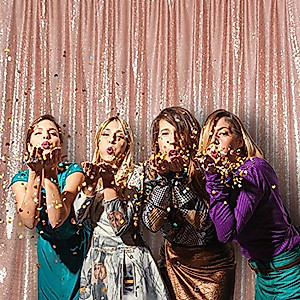 SFN SKY10FTx10FT Rose Gold Sequin Backdrop Background Shiny Photography Curtains Baby Shower Curtain for Wedding Party