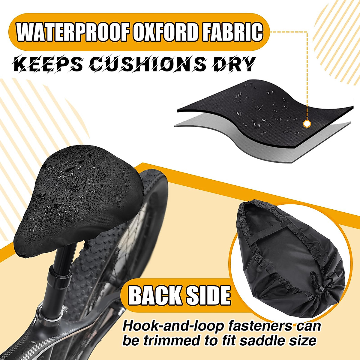 PAMASE Waterproof Bike Seat Cover - Outdoor City Road Bike Saddle Rain Cover, 2pcs Bicycle Cushion Protector with Drawstring & Storage Bag for Dust Resistant -15.7 * 15in