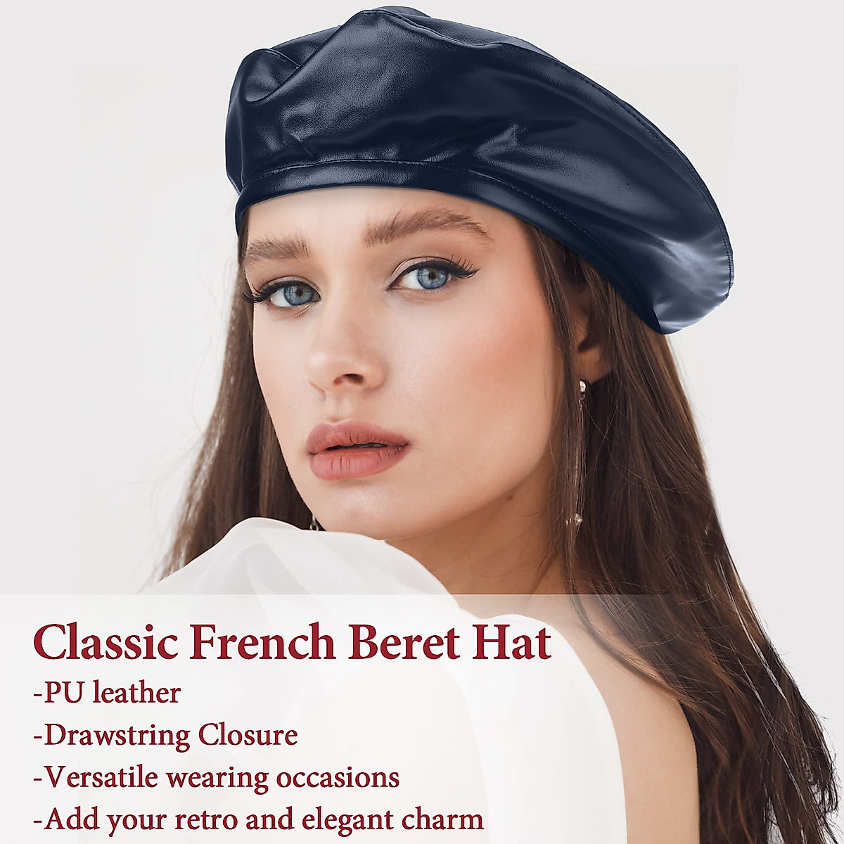 Yahenda 6 Pieces Women Beret Hat PU Leather Beret French Beret Hat Adjustable Artist Painter Cap Causal Beanie for Ladies and Girls