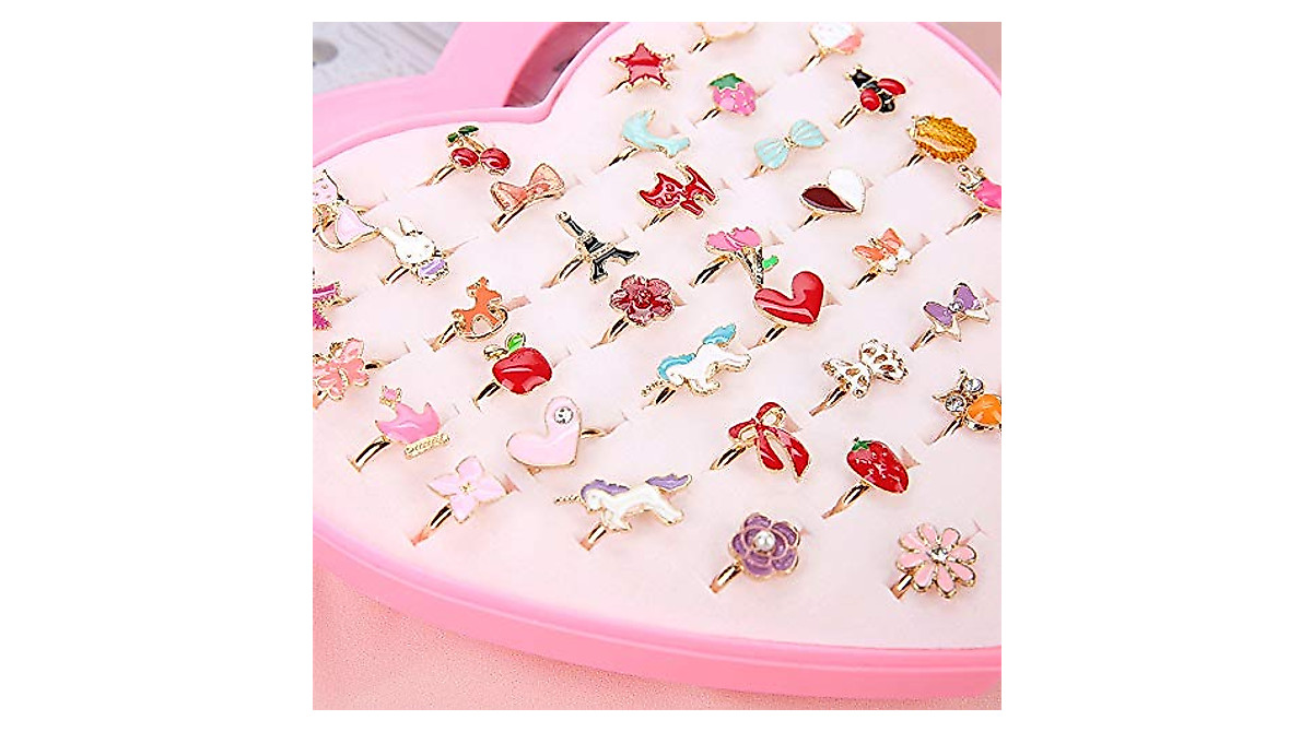 ZoneYan Little Girls Adjustable Rings - 36 Colorful Options