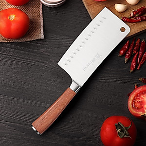 GUANCI Meat Cleaver, 6.5 inch Cleaver Knife Stainless Steel Chinese Kitchen Knife German High Carbon Steel Meat Cutting Knife with Rosewood Handle Anti-rust