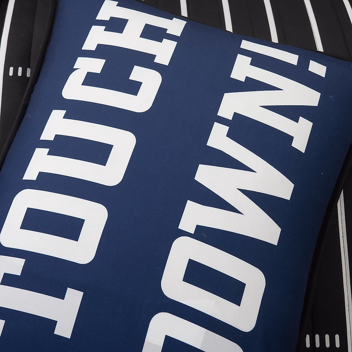 Lush Decor American Football Reversible Oversized Kids 5 Piece Quilt Set, Full/Queen, Black & Navy