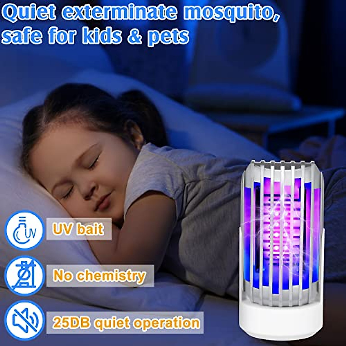 Qualirey 6 Pack Mosquito Zapper Indoor Bug Zapper Electronic Mosquito Insect Fly Traps for Indoors Fruit Fly Killer Mosquito Zapper with Purple LED Light for Outdoor Living Room Home Patio Kitchen