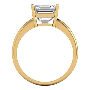 Clara Pucci 2.5 ct Asscher Cut Solitaire Moissanite Engagement Wedding Bridal Promise Anniversary Ring 18K Yellow Gold Size 3.5
