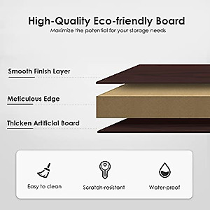 STARY 5 Shelf Bookcase Mahogany Tall Bookshelf for Bedroom 5 Tier Modern Wood Bookshelf 33" Wide 60" Tall