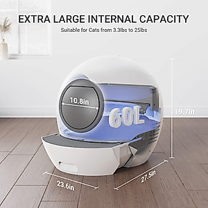 ELS PET Self Cleaning Cat Litter Box, No Scooping Automatic Litter Box for Multiple Cats, Health/Safety/Odorless, 60L Large Smart Cat Litter Box
